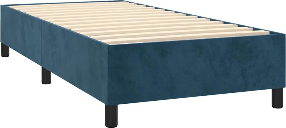 Box spring postel s matrací tmavě modrá 90x200 cm samet 3138005