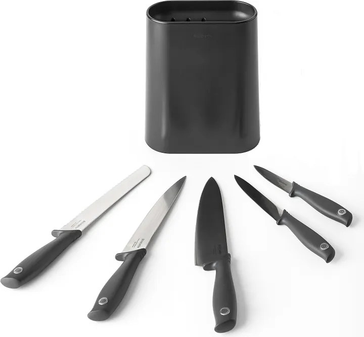 Brabantia Stojan na nože šedá + 5ks nožů