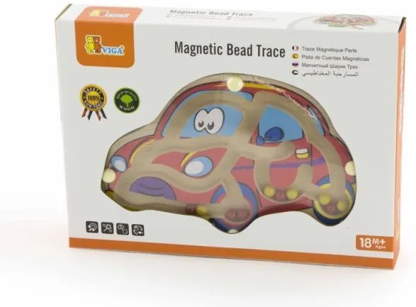 Dřevěné magnetické bludiště Viga 50163 Autíčko