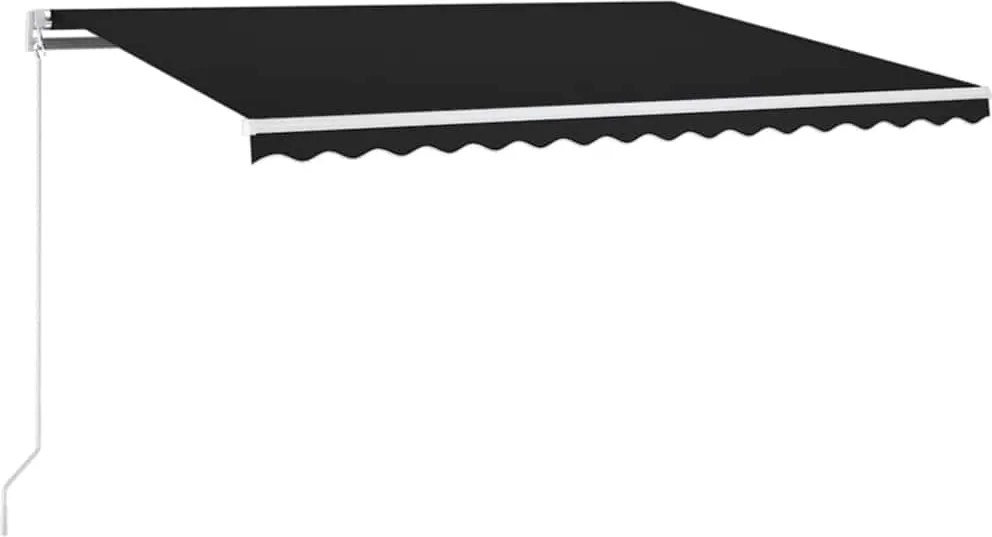Ručně zatahovací markýza s LED světlem 450 x 350 cm antracitová 3069004