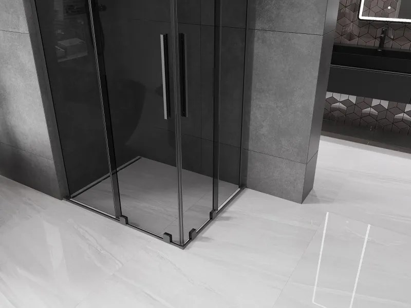 Mexen Velar L Duo, sprchový kout s posuvnými dveřmi 90 x 80 cm, 8mm šedé sklo, broušený grafit, 871-090-080-02-43-95