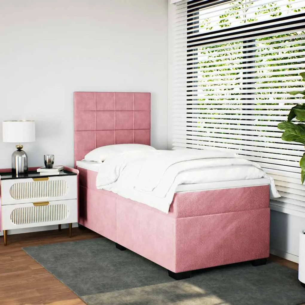Box spring postel s matrací růžová 80 x 200 cm samet 3293067