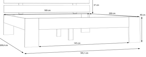 Dvojlůžková postel PIROA 180x200 cm béžová