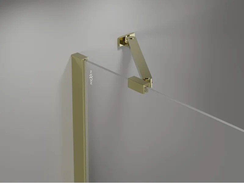 Mexen Mist-H, 1-křídlé sprchové dveře levé 120 cm, čiré sklo, zlatý lesklý profil, 8A5-120-001-50-00-L