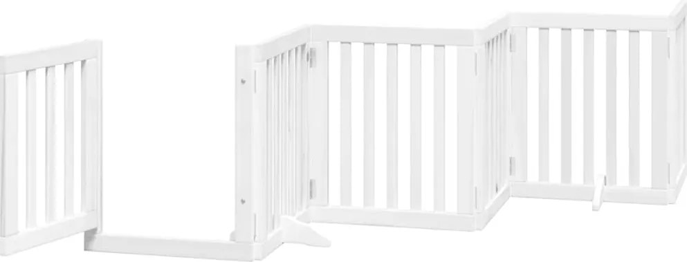 Zábrana pro psy s dvířky skládací 15 panelů bílá 750 cm topol 3155649