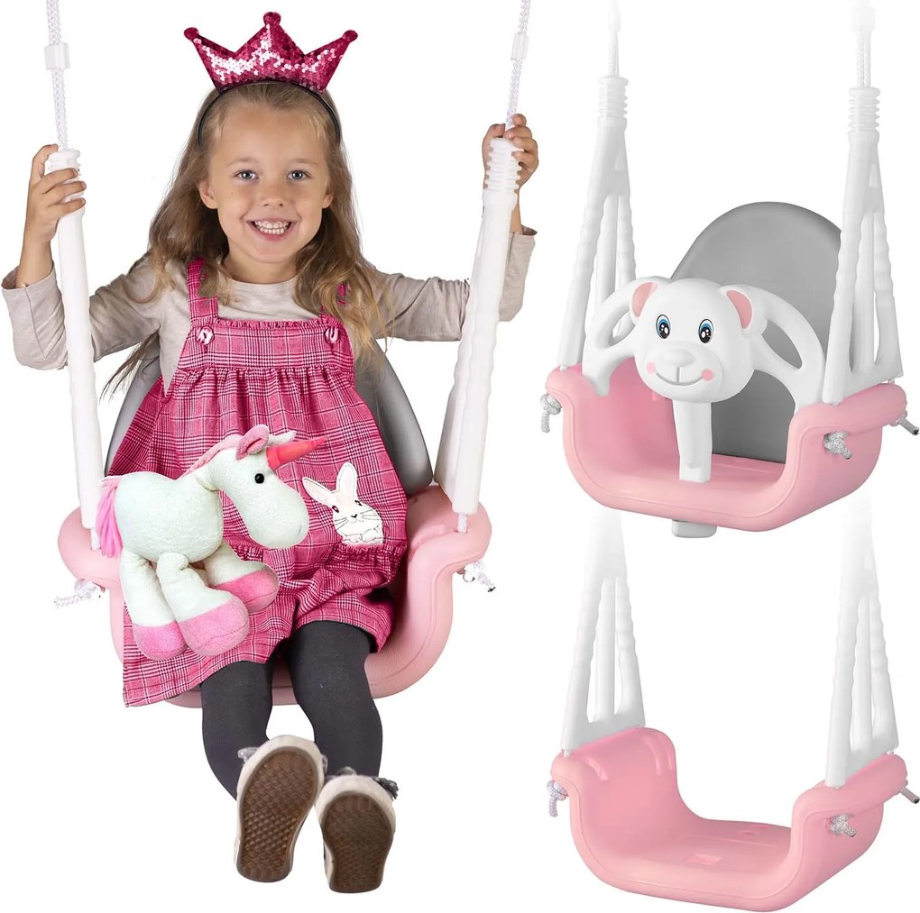Medvídek 3 v 1 kbelíková houpačka Ricokids růžová