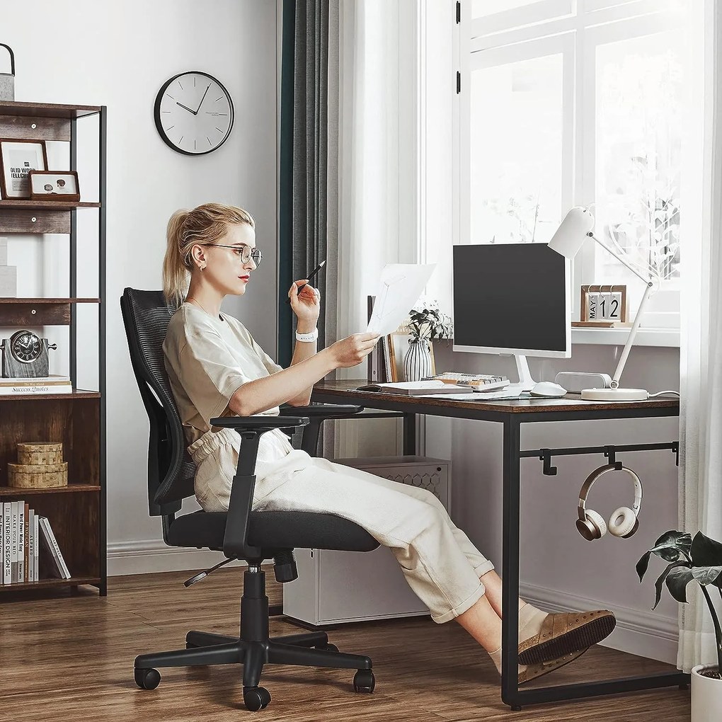 SONGMICS síťová kancelářská židle, ergonomická otočná židle, černá