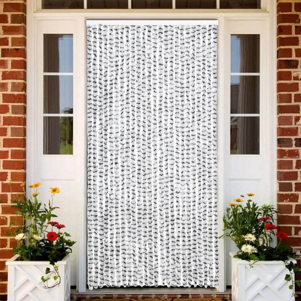 Závěs proti hmyzu bílý a tmavě šedý 100 x 220 cm Chenille 325456