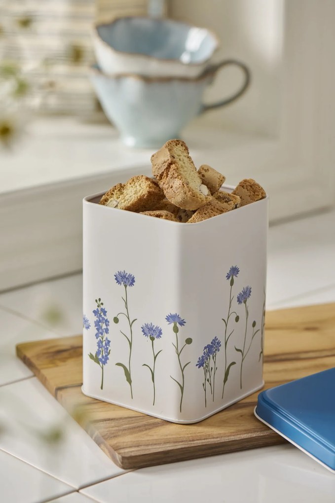 Ib Laursen Plechová dóza s víkem Cornflowers, modrá barva, kov
