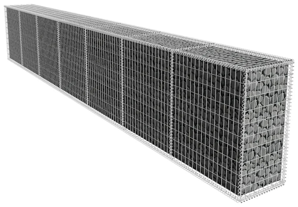 Gabionová zeď s víkem pozinkovaná ocel 600 x 50 x 100 cm 142530