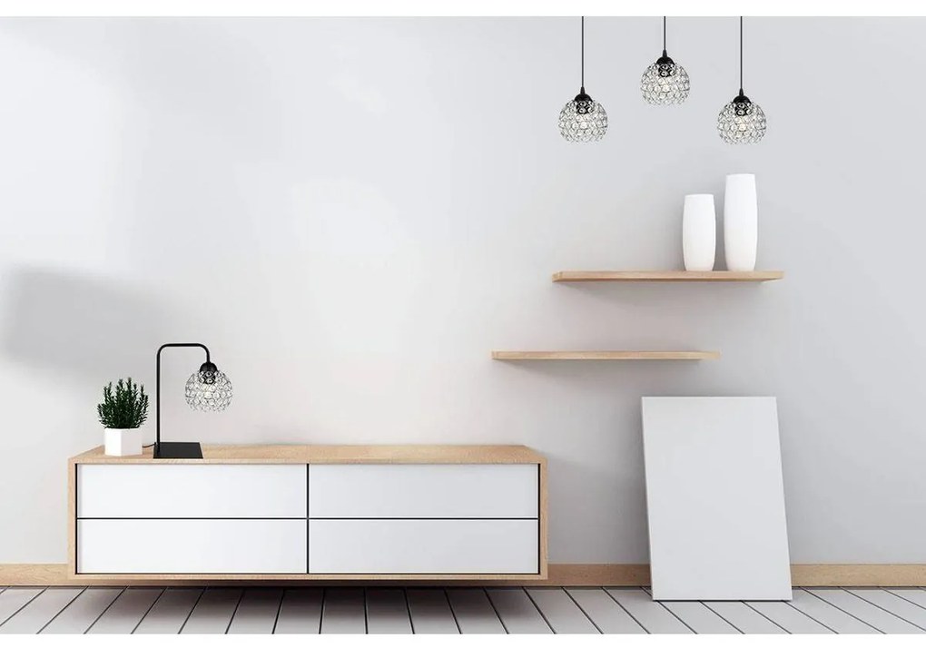 Stolní lampa Crystal, 1x stříbrné křišťálové stínítko