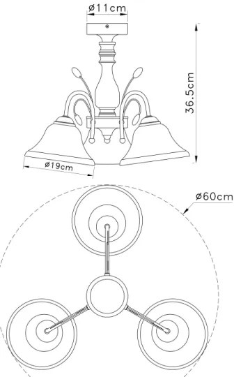 Globo 69007-3 - Stropní svítidlo POSADAS 3xE27/60W/230V