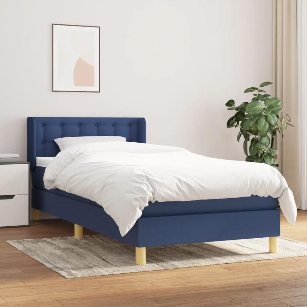 Box spring postel s matrací modrá 90x200 cm textil,  3130567