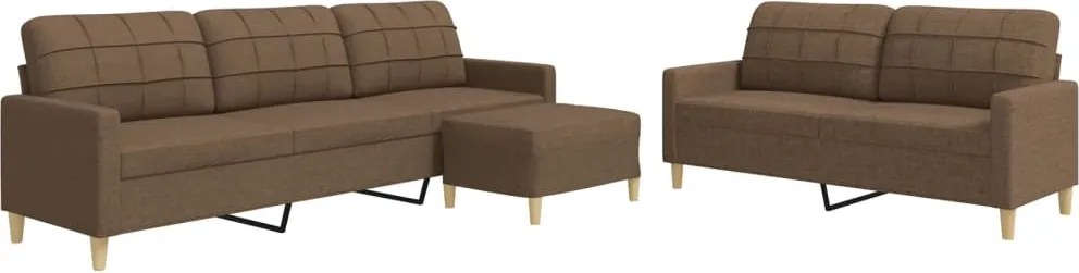 3dílná sedací souprava s podnožkou hnědá textil 3278330