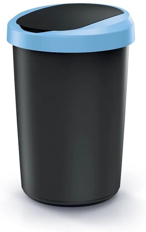 Odpadkový koš COMPACTO 40 L černý/světle modrý