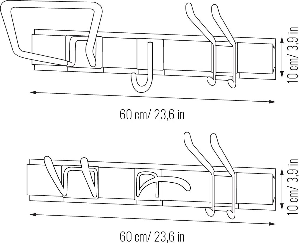 Nástěnný kovový věšák s 6 háčky