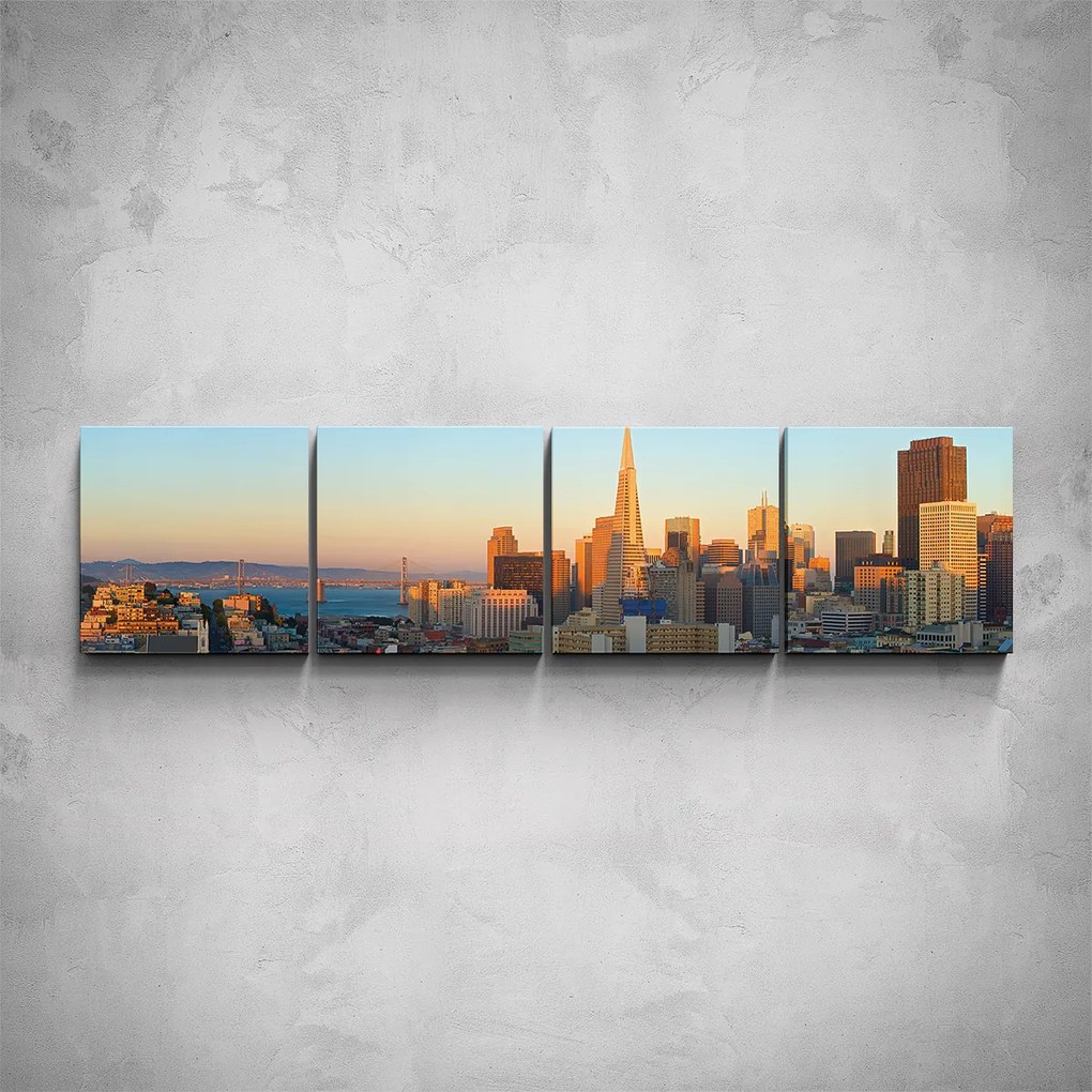 4-dílný obraz - Soumrak nad městem - PopyDesign