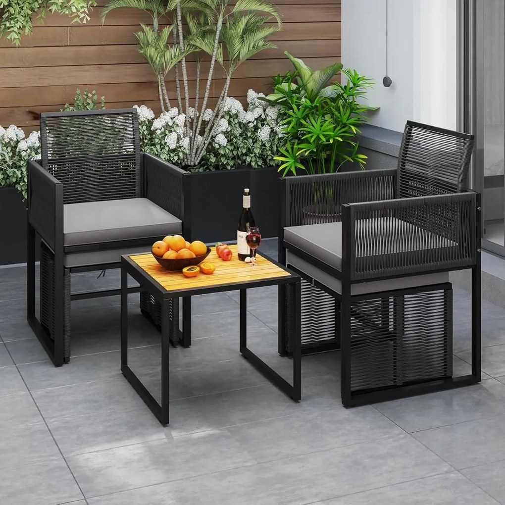 Costway 5 ks. Rattan garden furniture set including 2 chairs s cushions a stool
