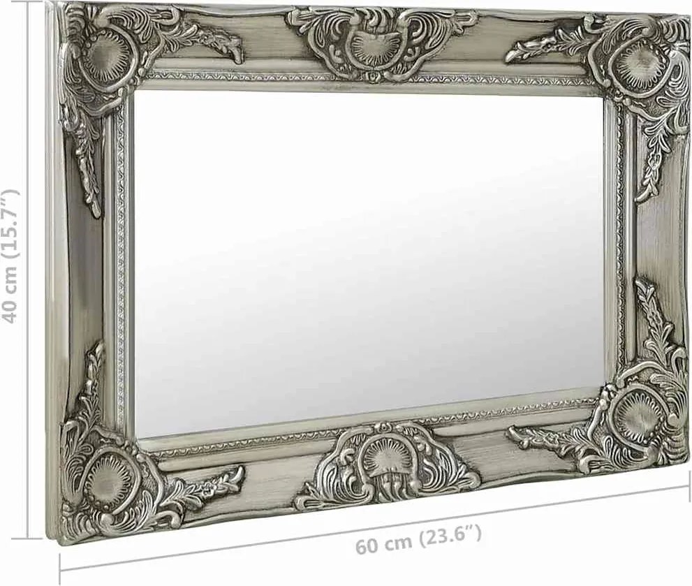Nástěnné zrcadlo barokní styl 60 x 40 cm stříbrné 320330