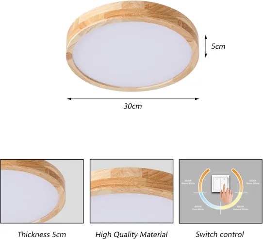 Brilagi - LED Stropní sv. WOODLINE LED/24W/230V 3000/4000/6000K dub pr. 30 cm
