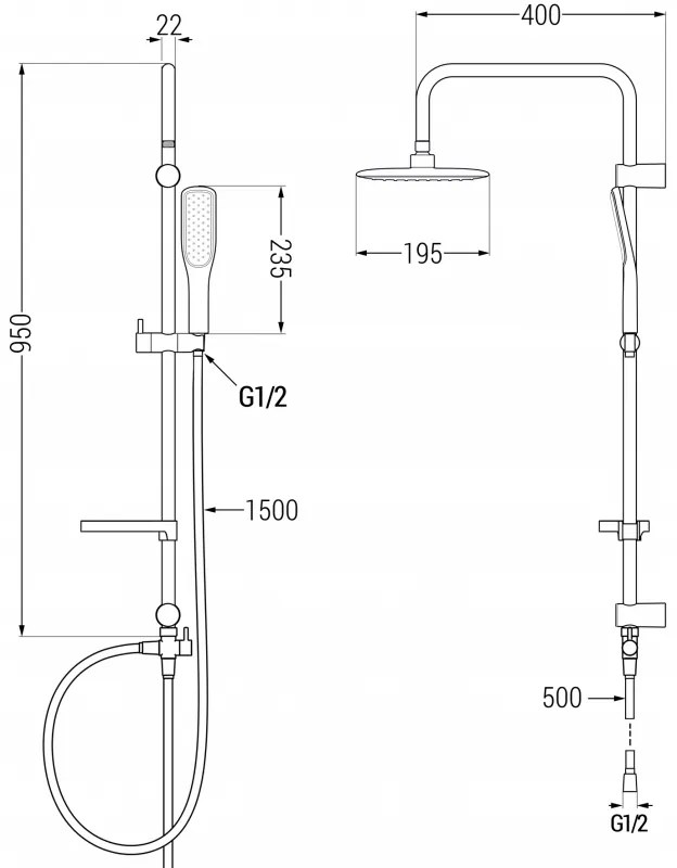 Mexen sprchový sloup X49 s horní a ruční sprchou hlavicí, černý/zlatý - 798494991-75