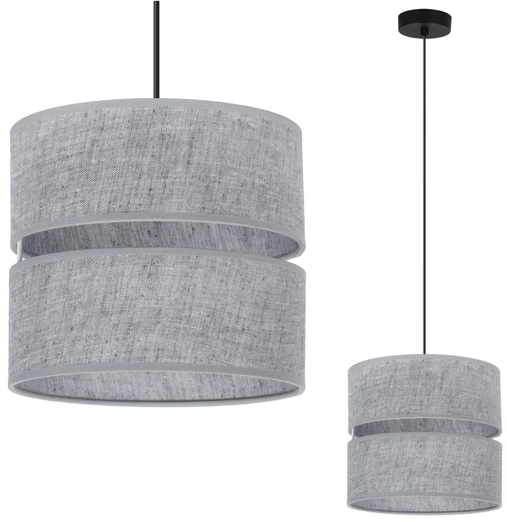 Závěsné svítidlo Jen, 1x šedé textilní stínítko, (fi 20 cm), b