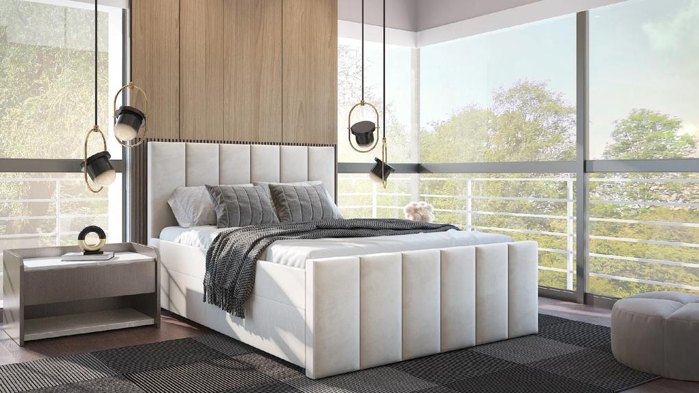 SFAB Kontinentální čalouněná postel PESCARA (140x200 cm) Látka Velutto: Velutto 33 - Skořicová