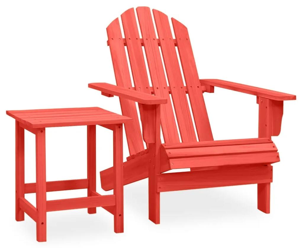 315923 vidaXL Zahradní židle Adirondack se stolkem masivní jedle červená