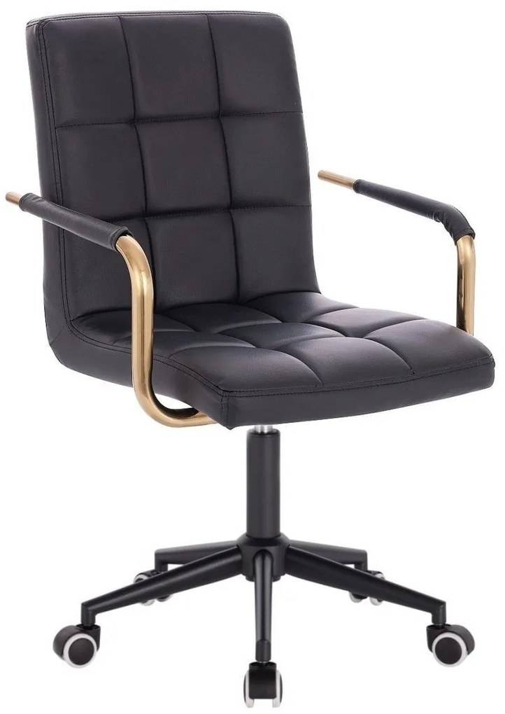 LuxuryForm DESIGN Otočná židle VERONA GOLD na černé podstavě s kolečky - černá