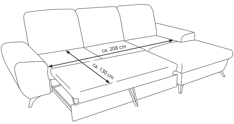 Sedací souprava ALTA | 279x172 cm | rozkládací + úložný prostor + 3x polštářek | VÝBĚR LÁTEK
