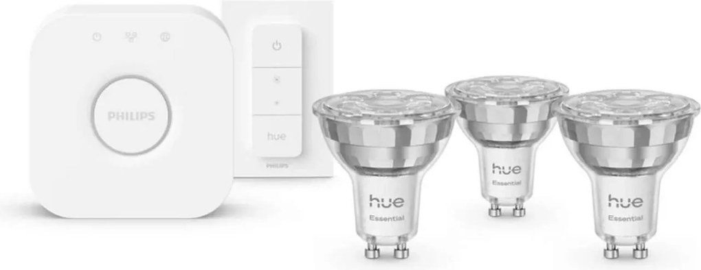 Philips Hue Essential - Chytrá sada se 3 žárovkami, můstkem Bridge a ovladačem 929004235709