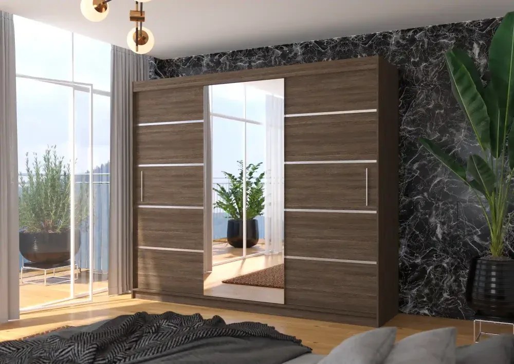 Skříň s posuvnými dveřmi a zrcadlem SALTO 250