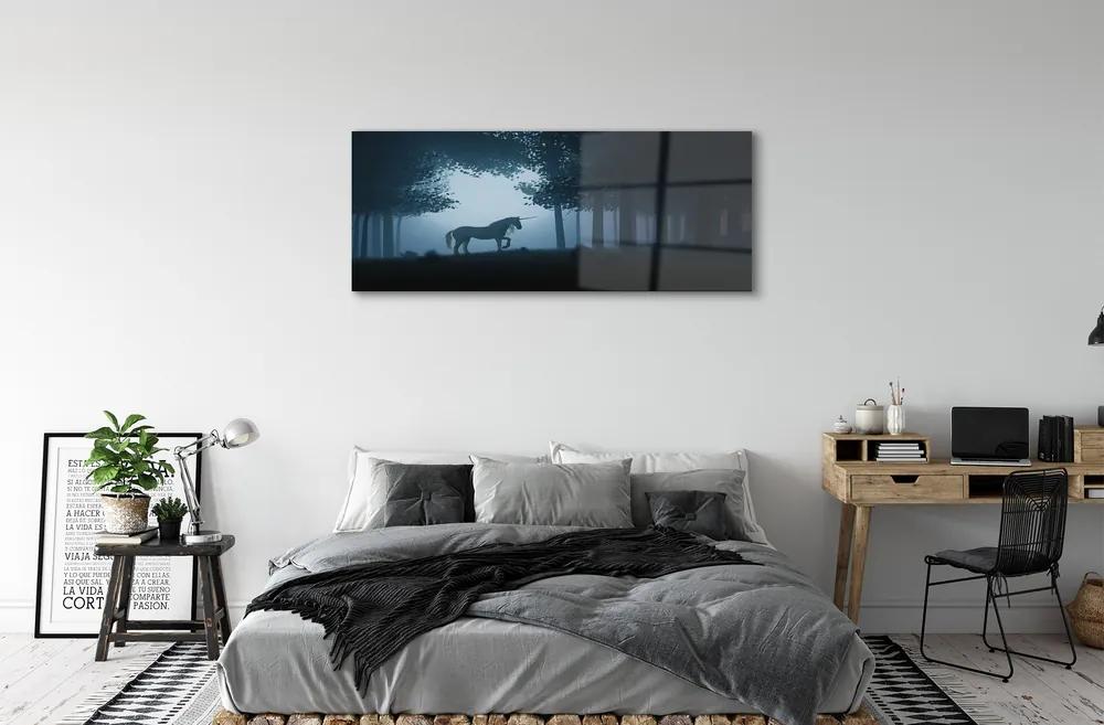 akrylový obraz Las noc jednorožec 120x60 cm