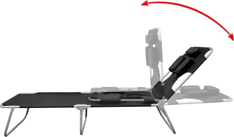 vidaXL Skládací opalovací lehátko s podhlavníky práškovaná ocel [310333] Barva: Modrá
