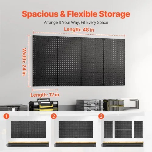 Kovové desky na hrazení 4 panely 61 × 30,5 cm nástěnný – SKU3-PEGBOARD Sada
