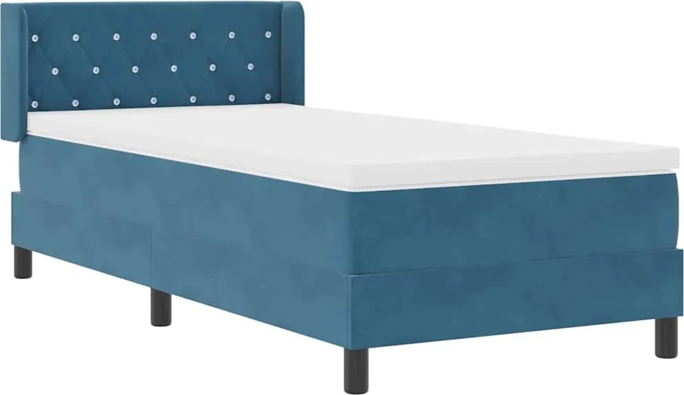 Postel s boxspringem s čelo Tmavě modrá 200 x 90 cm samet 3341400