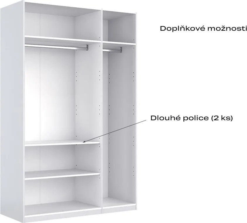 Skříň 3dv se zrcadlem, série N bílá Family