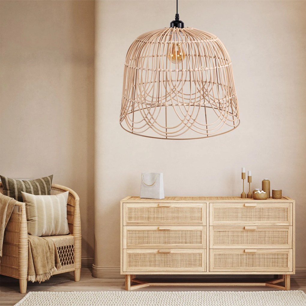 Toolight Boho, stropní svítidlo 40cm 1xE27 APP1352-1CP, černá-přírodní hnědá, OSW-05765