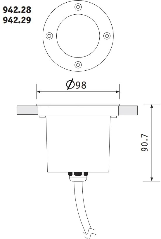 Paulmann 94228 Plug&Shine zápustné venkovní svítidlo 4W LED 3000K, průměr 9,8cm, IP65