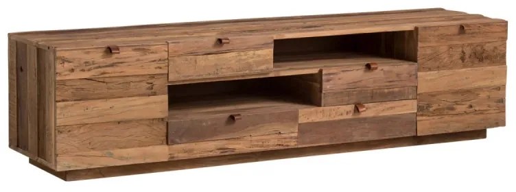 furniture-nabytek.cz - Masivní TV stolek z recyklovaného starého dřeva, hnědý – 180×45×45 cm
