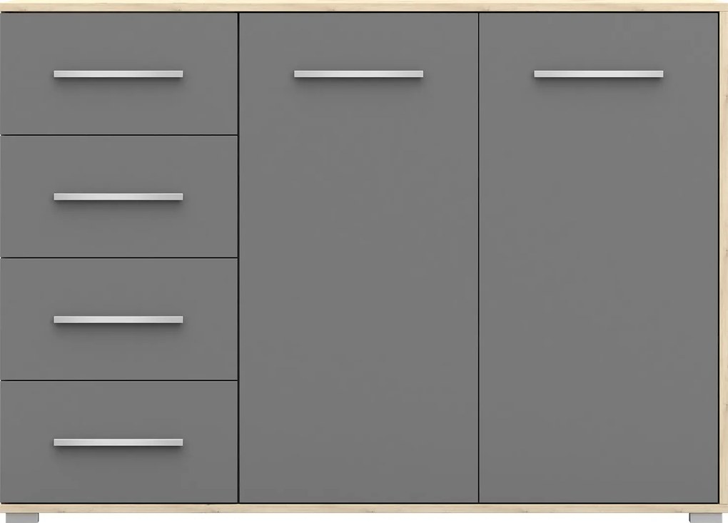IDZ Komoda FRIDA 2D4S 01, 135 cm Grafit / Dub Artisan