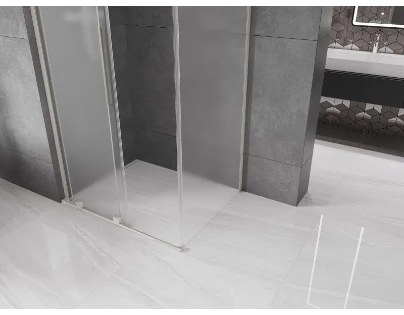 Mexen Velar L, sprchový kout s posuvnými dveřmi 100 x 110 cm, 8mm sklo námraza, broušená ocel, 871-100-110-33-97
