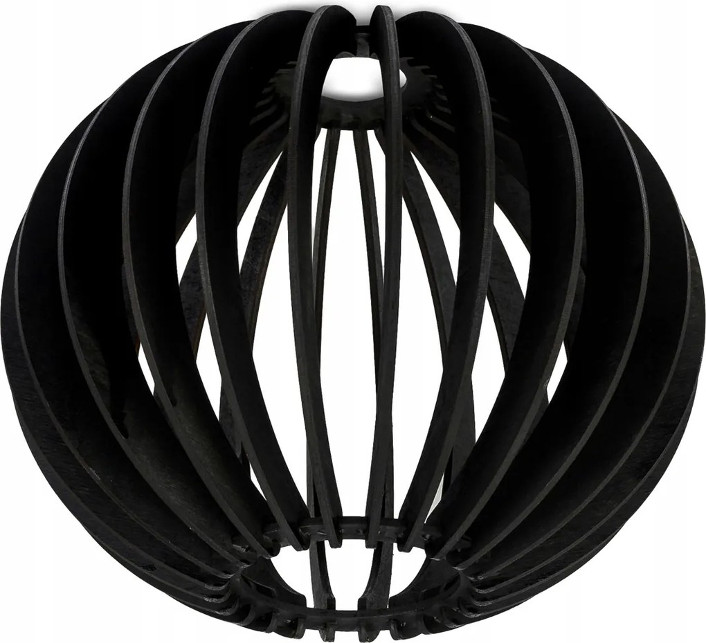 BERGE Stínidlo pro lustrovou lampu, dřevěná koule, černé