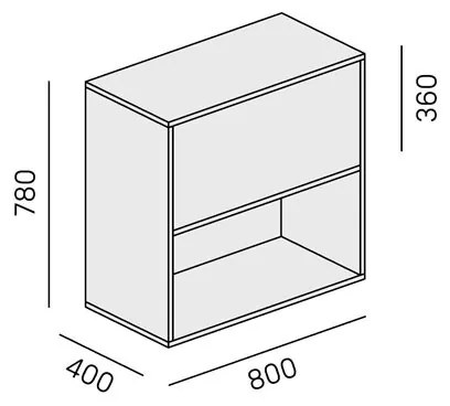 PLAN Kancelářský policový regál LAYERS, krátký, 1 box, 800 x 400 x 777, bílá / šedá