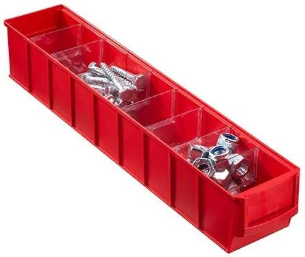 Allit Plastový regálový box ShelfBox typ C - 91 x 500 x 81 mm, 16 ks, červený
