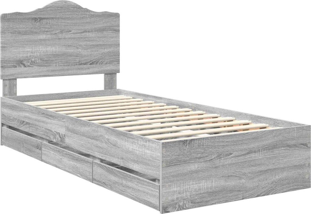 Rám postele s čelo Šedá Sonoma 75 x 190 cm Inženýrské dřevo 3413469