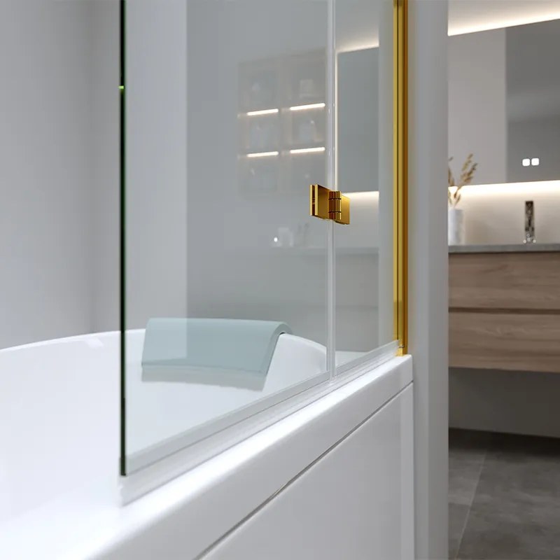 BPS-koupelny Dvoudílná vanová zástěna HYD-PR04 80x140 zlatá/transparent