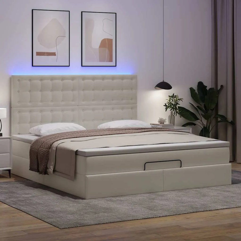 Osmanský rám postele s matrací bílý 160x200cm umělá kůže 3313861