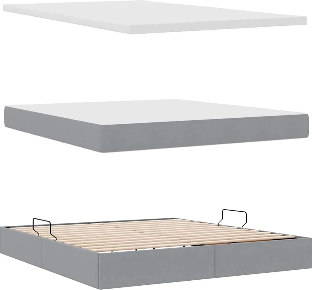 Postel s úložným prostorem a matrací Světle šedá 180 x 200 cm 3371733
