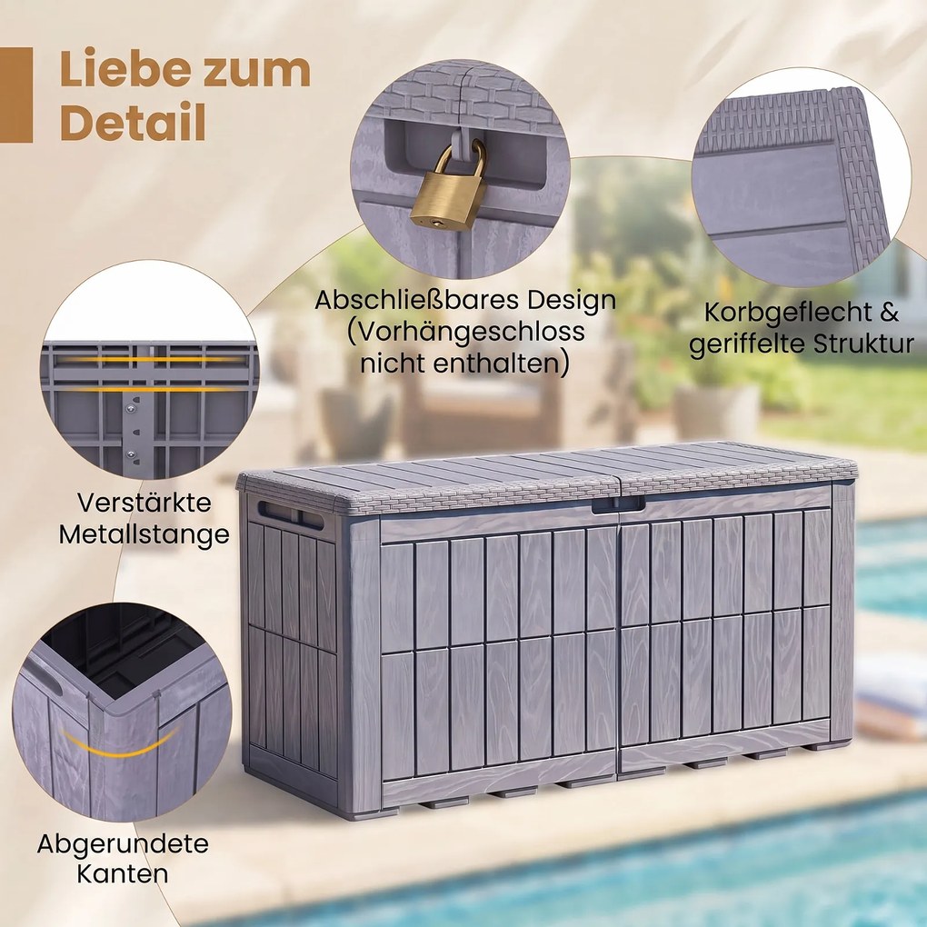 Costway Úložný box odolný proti povětrnostním vlivům 380 L venkovní úložný box